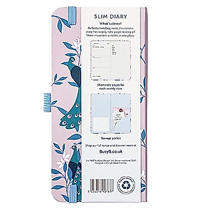 Busy B Slim Diary January to December 2024 - Peacocks - Week to View Slim Planner with Notes