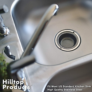 2 Pack - 4.5" Top / 3" Basket - Kitchen Sink Drain Strainer Stainless Steel Large Basket Food Catcher with Handle. Fast Flow and Effective 2/16" Holes