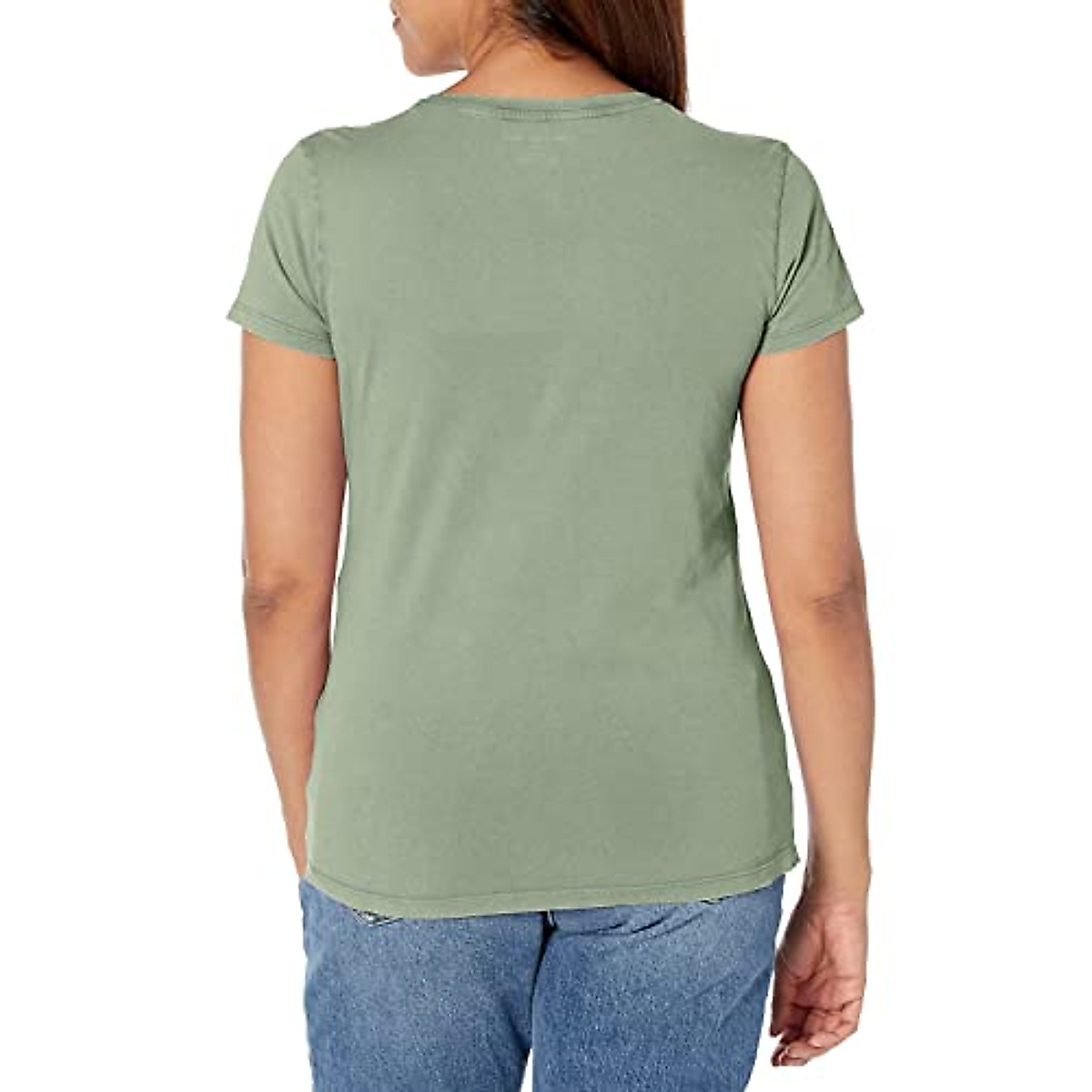 Calvin Klein Women's Minimal Logo Short Sleeve Tee Shirt, Thyme, Large