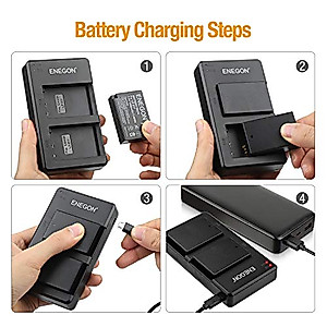 ENEGON 2 Pack LP-E17 Camera Battery 1040mAh with Micro USB Dual Charger for Canon Rebel SL2, T6i, T6s, T7i, EOS M3, M5, M6, EOS 200D,250D, 77D, 750D, 760D, 800D, 8000D, KISS X8i, RP Digital SLR Camera