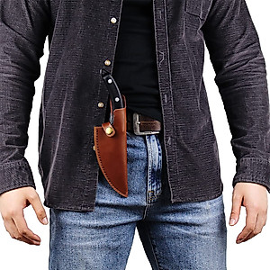 KOPALA Kitchen Knife Multi-purpose Boning Knives for Cooking, BBQ, Camping, Grill, Carbon Steel Chef Knife with Leather Sheath