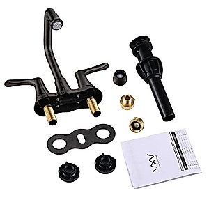 VXV Bathroom LED Faucet 360 Degree Swivel Spout 2-Handle Lavatory Faucet with Pop Up Drain and Replaceable LED Aerator 4 Inch Centerset Lavatory Vanity Faucets 2 Hole Matte Black