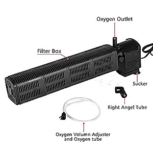 EmmaWu Jeneca IPF-180 Submersible Filter 300 GPH Aquarium Internal Filter for (Up to 100 Gallon) Fish and Turtle Tank and Pond with Chemical, Physical, and Biological Filtration