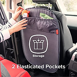 Diono Stuff 'N Scuff XL Kick Mat Back Seat Protector for Kids Feet with Storage Pocket, 100% Water Resistant for Protection of Your Upholstery from Dirt, Mud, Scratches, Gray