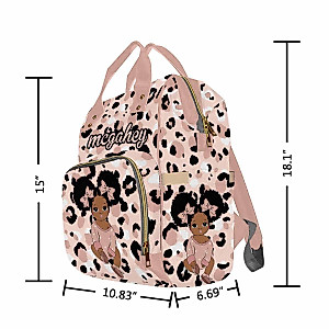 Artsadd Personalized Diaper Bag Backpack with Name, Dots Pink Bow Tie Bow Tie Daypack Mommy Nappy Baby Bag Customized Large Capacity Baby Backpack for Girls Baby Birthday Gifts