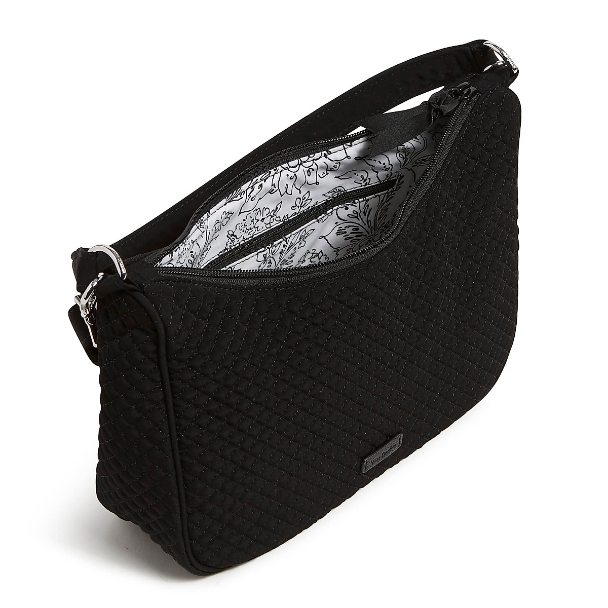 Vera Bradley Women's Microfiber Frannie Crescent Crossbody Purse, Classic Black, One Size