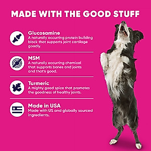 GoodGood Hip + Joint Dog Supplements; Supports Healthy Hips and Joints, Flexibility, and Mobility; Chewable Soft Treats with Glucosamine, MSM, and Turmeric; Probiotics; 90 Natural Flavor Chews