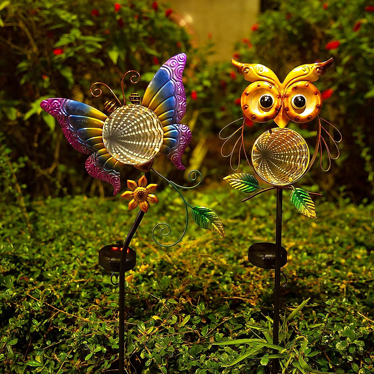 KUBILIGHT Garden Solar Lights Outdoor Decorative - Solar Butterfly Lights Garden Decor, Solar Stake Lights, Waterproof Butterfly Tunnel Lighting for Outside Patio Lawn Yard Decorations