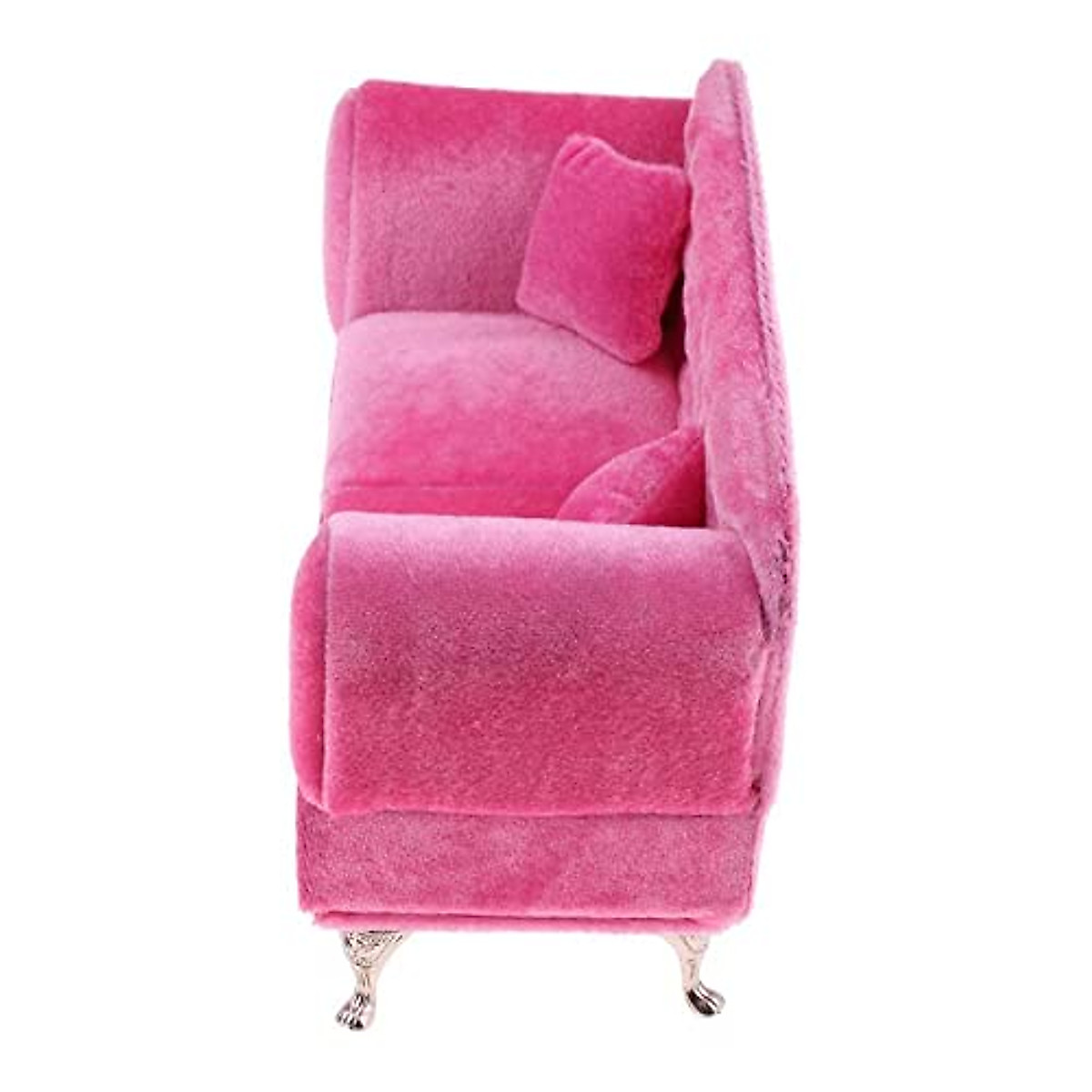 YUPVM 1/6 Miniature Dollhouse Sofa with Pillows Pink Suede Sofa for Dollhouse Decorate Furniture Accessories (500179341)