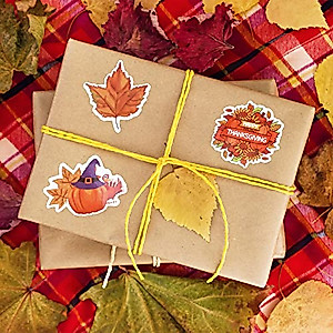 Cobee 100 Pieces Thanksgiving Sticker Decals,Aesthetic Fall Stickers Pumpkin Autumn Decals Cute Turkey Stickers Funny Vinyl Waterproof Stickers for Laptop Water Bottle Envelopes Party Favor