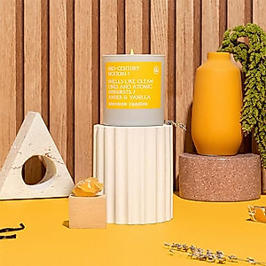 Anecdote 'Mid-Century Modern' Coconut Soy Wax Candle Tumbler | Premium Hand Poured & Long Burning | Amber & Vanilla Scent | Phthalate-Free | for Home, Office, Gift - 9 Oz