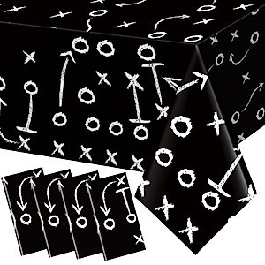 Qinyoung 4 Pack Football Theme Tablecloths, Football Themed Party Supplies Decorations, Disposable Plastic Rectangle Football Table Covers for Football Theme Birthday Party Favors, 108 x 54 Inch