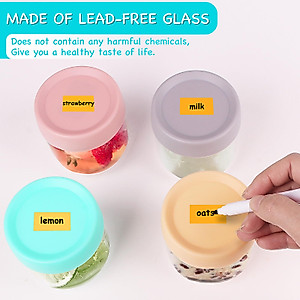 GoldArea 4 Pack Glass Baby Food Containers,8 oz Baby Food Storage Jars with Lids,Glass Baby Food Jars,Breast Milk,Small Containers for Fridge-Freezer & Microwave Safe.