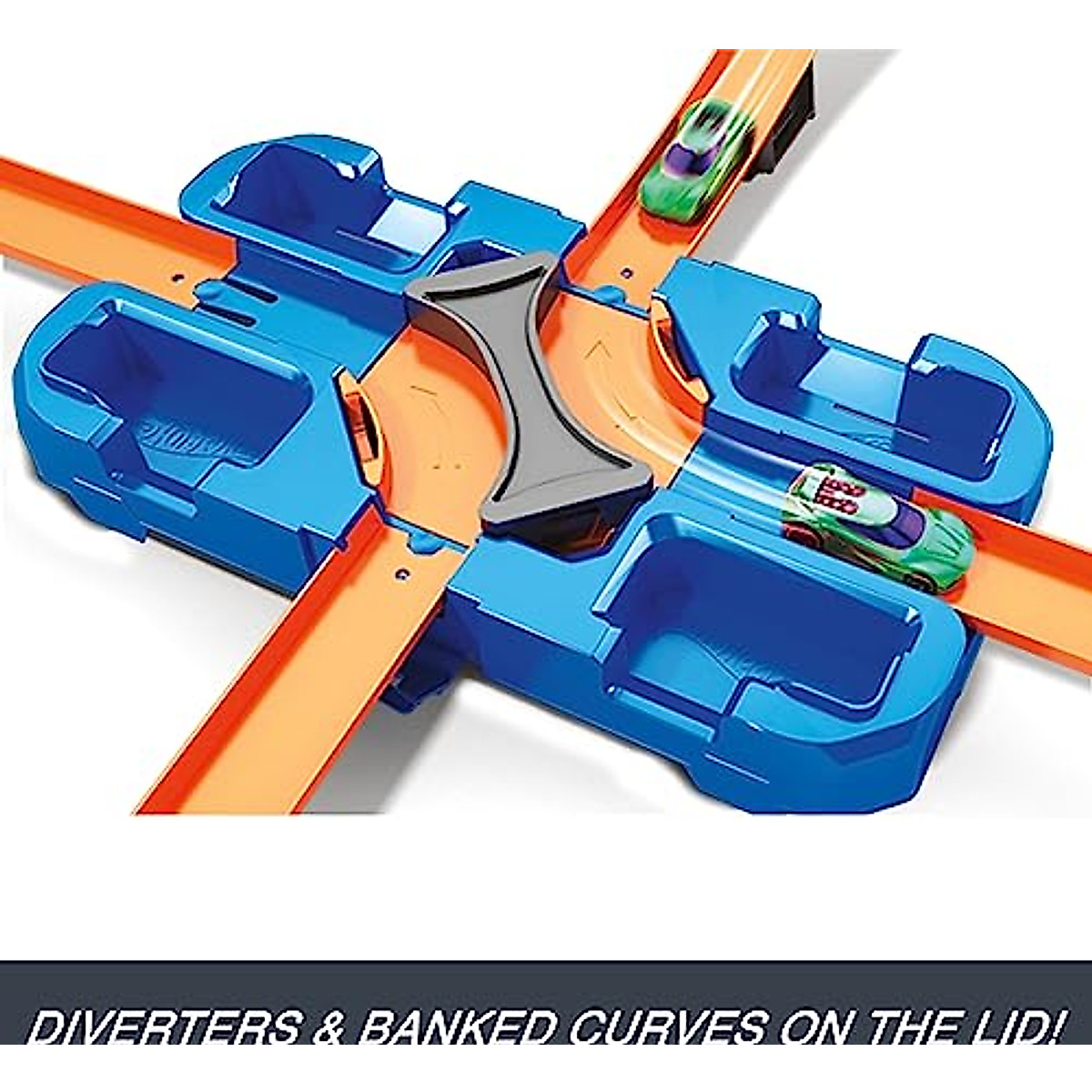 Hot Wheels Track Builder Playset, Deluxe Stunt Box with 25 Component Parts & 1:64 Scale Toy Car [Amazon Exclusive]