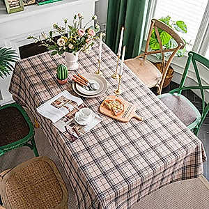 Neelvin Rustic Rectangle Plaid Thick Tablecloth Cotton Linen Table Linens Tablecloths Waterproof Wrinkle Free Table Cover for Kitchen Dinning,55"x87",6-8 Seats