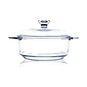 HUSANMP Clear Round Glass Casserole with Lid, Baking Dish with Glass Cover, Glass Casserole for Oven, Freezer and Dishwasher Safe (1-Quart Round)