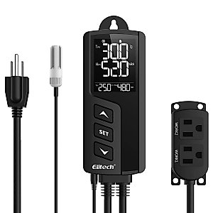 Elitech STC-1000 TH Temperature and Humidity Controller T&H Non-WiFi Cooling Heating Switch On-Off Thermostat for Heat Pad Reptile Aquarium Homebrew Freezer -40~230°F Pre-Wired Outlets 110V 1100W 10A