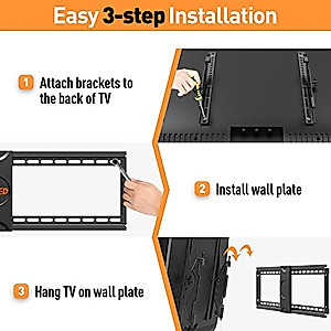 ELIVED TV Wall Mount for Most 37-75 Inch TVs, Holds up to 120 lbs, Universal Low Profile Adjustable Tilt TV Mount Fits 8"-24" Studs, Max VESA 600x400mm, Flat Wall Mount Bracket.