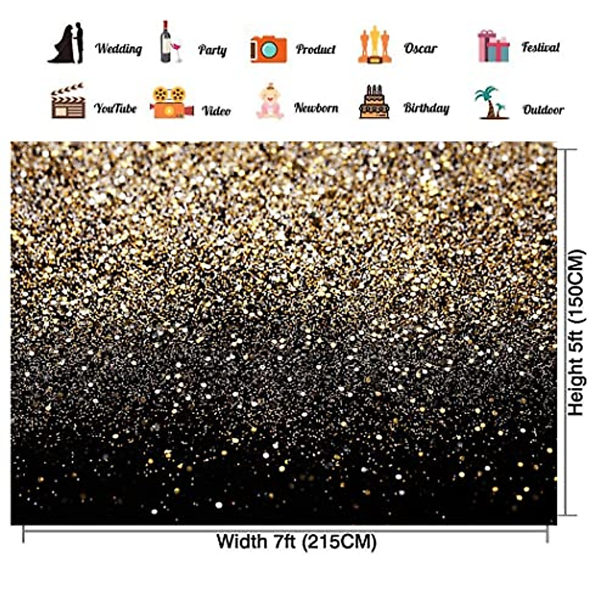 7x5ft Gold Glitter Paint Backdrop for Photography Astract Golden Bokeh Starry Sky Wedding Adult Baby Children Family New Year Party Decorations GT-028