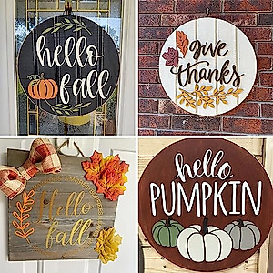 Fall Stencils for Painting On Wood 12'' Round Fall Stencil Reusable for Crafts, Hello Pumpkin Stencil Thanksgiving Autumn Happy Fall Yall Templates for Art Canvas Home Decor (9round Fall)