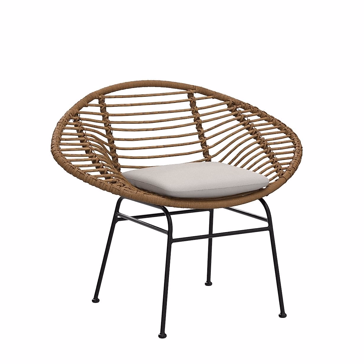 Christopher Knight Home Aleah Indoor Woven Faux Rattan Chairs with Cushions (Set of 2), Light Brown and Beige Finish