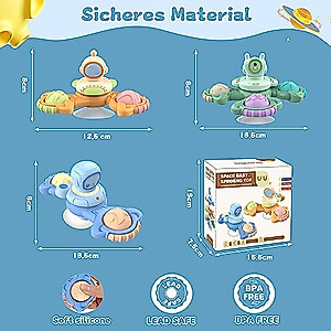 Saeifin 3Pcs Suction Cup Spinner Toy for Baby, Spinners for 2 Year Old Boy Girl, Plane Travel Toddler Sensory Toy, Birthday Gift for 18 Month, Window Toys for Infant