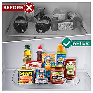 Large 360 Rotating Lazy Susan for Refrigerator Organizers and Storage, Clear 15.7'' Square Lazy Susan Turntable Organizer for Refrigerator, Spices, Fruit, Dining Table, Kitchen