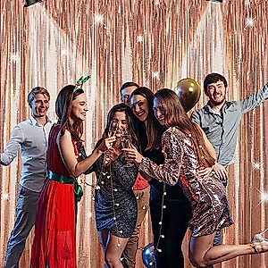 Sugargirl Rose Gold Sequin Backdrop Curtain 2 Panels 2FTx8FT Glitter Disco Party Background Drapes Mirror Foil Backdrop for Wedding Birthday Wall Decor