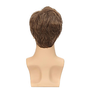 Kaneles Mens Short Brown Wig Synthetic Replacement Costume Halloween Natural Hair Wigs