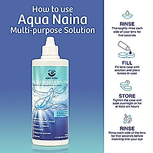Aqua Naina (2 Pack) 12 Fl Oz | Contact Lens Solution | Cleaning and Disinfecting Multi-Purpose Solution | Convenient Everyday Lens Hygiene and Eye Care