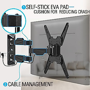 Mounting Dream TV Wall Mount for Most 26-55" TVs, TV Mount Full Motion with Swivel Articulating Arm, Perfect Center Design Wall Mount TV Bracket, up to VESA 400x400mm and 77 lbs Loading MD2418-MX