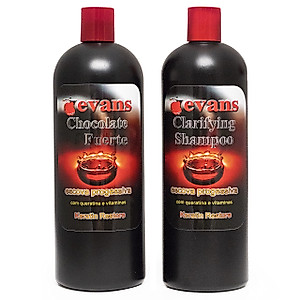 evans COMBO PACK Brazilian Keratin Hair Smoothing Treatment Blowout Straightening System – Strong 32 fl oz + Clarifying Shampoo 32 fl oz