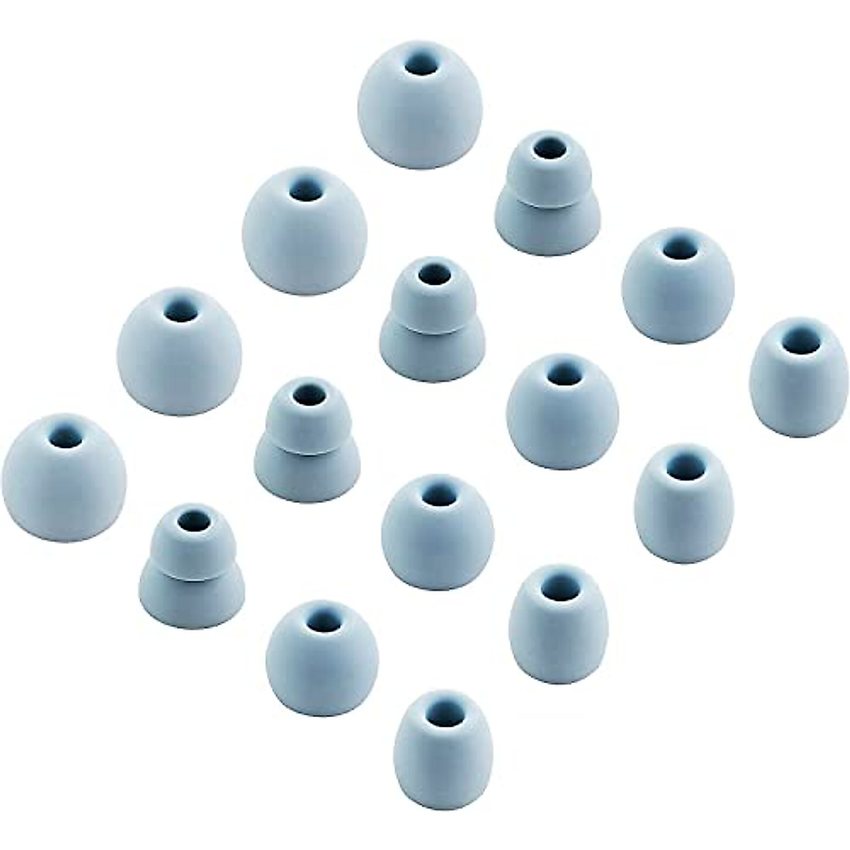 Rayker Ear Tips Compatible with Powerbeats Pro, Soft Silicone Earbud Tips Eartips, S/M/L/ Double Flange Sizes Include, Compatible with Powerbeats Pro PB Pro, 8 Pairs, Glacier Blue