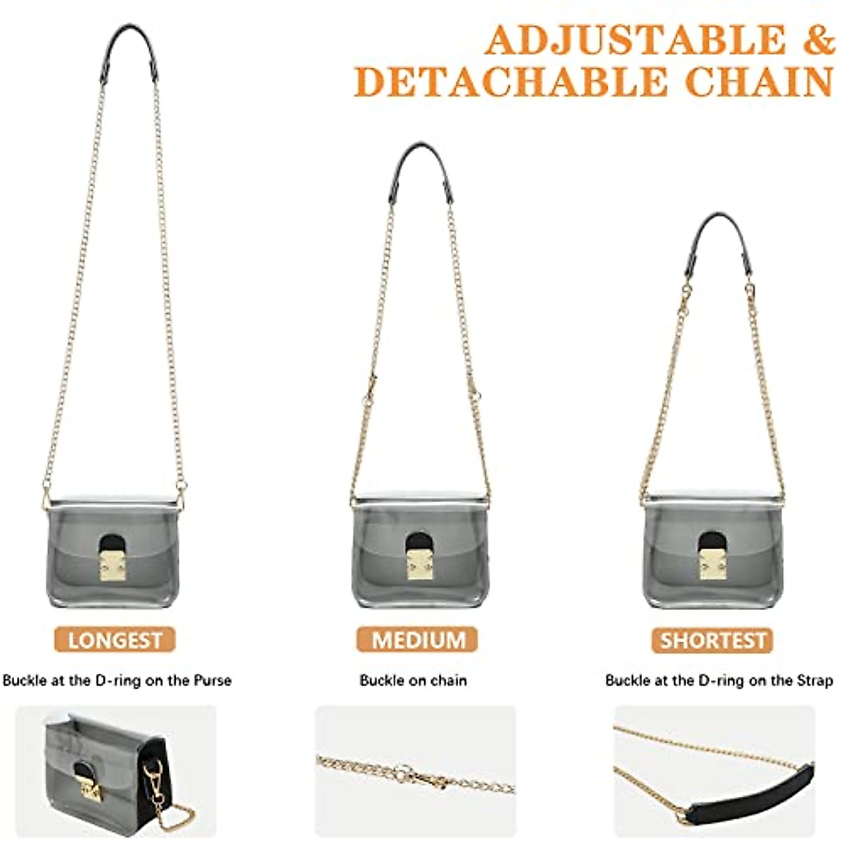 KUI WAN Clear Bag Stadium Approved, Clear Crossbody Bag Cute Clear Purse Gift for Women for Sport Event Concert