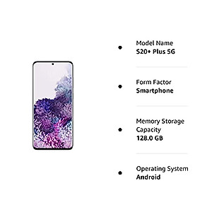 Samsung Galaxy S20+ 5G, 128GB, Cosmic Black - Fully Unlocked (Renewed)