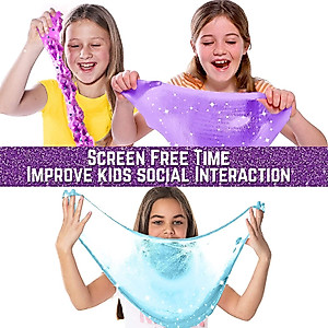 GirlZone Egg Surprise Galaxy Slime Kit for Girls, 41 Pieces to Make Glow in The Dark Slime, DIY Slime with Glitter, Fun Slime Kits for Girls 10-12