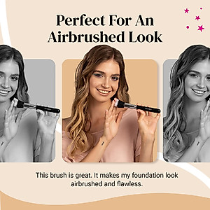 Keshima Duo-Fiber Stippling Brush - Premium Stipple Brush for Powder and Liquid Makeup Foundation