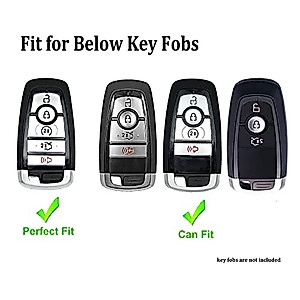 Soft TPU Key Fob Cover Case Fit for 2017 2018 2019 Ford Fusion Edge Mustang F150 Explorer Expedition Ecosport Keyless Entry Remote Holder Skin Jacket Protector with Keychain (Red)