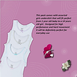 Buyless Fashion Girls Tank Tops - Sleeveless Cami Tanks Cotton Undershirts for Dance Gymnastics, Kids & Toddler Size (4 Pack) - TW14-GW-6-7 White