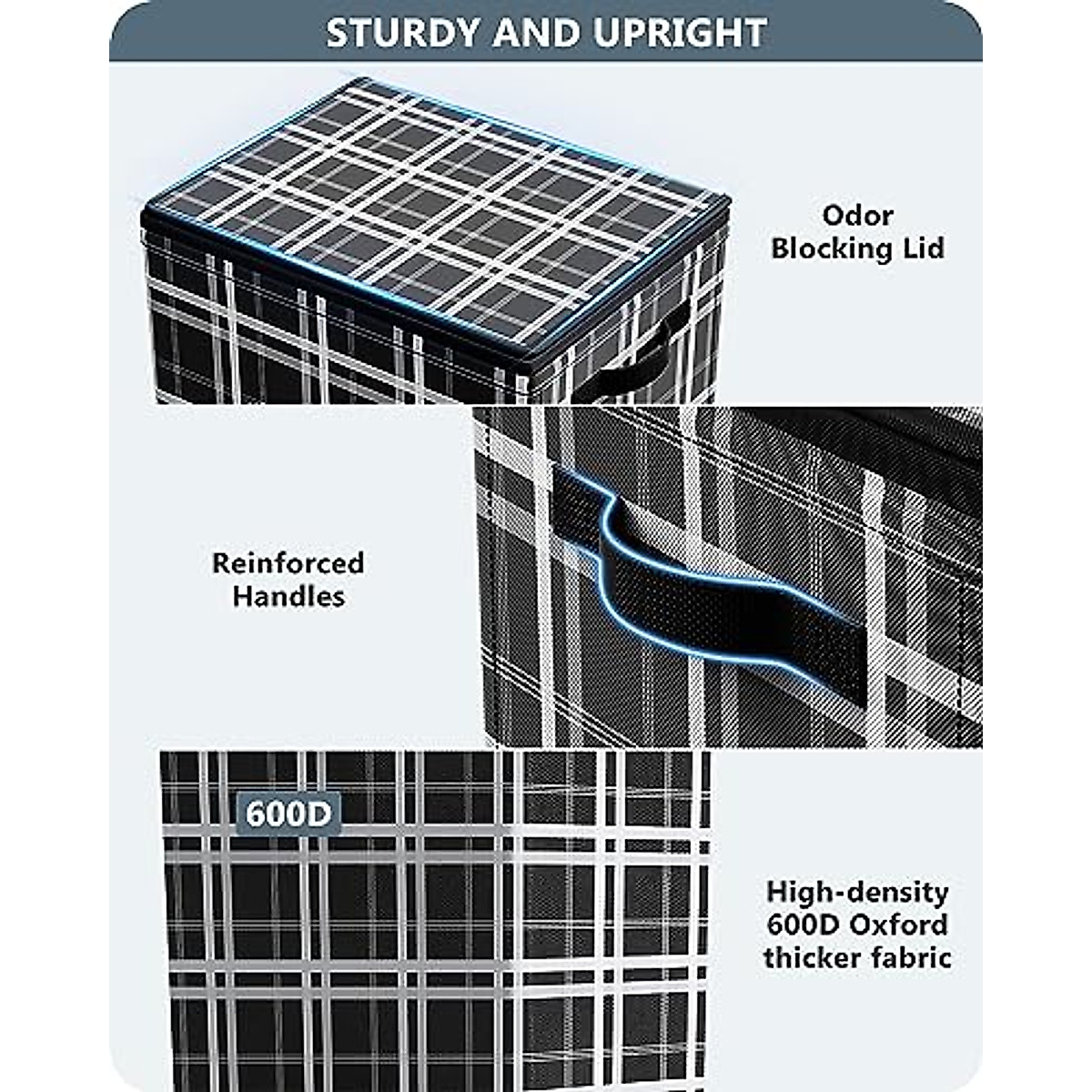 SOLEDI Laundry Hamper with Lid 100L Large & Tall Collapsible Laundry Baskets, Clothes Hamper with Bag Removable Easy to Carry, Dirty Hampers for Bedroom, Bathroom, Dorm, College
