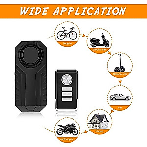 Bike Alarm with Remote 2 Pack, Loud 113dB Wireless Anti-Theft Vibration Motorcycle Bicycle Alarm IP55 Waterproof Super Vehicle Security Vibration Motion Sensor Alarm System