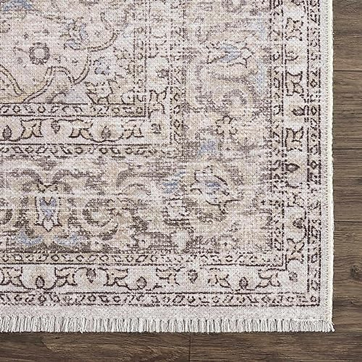 Hauteloom Holi Collection Antebi - Machine Washable Oriental Persian Living Room Kitchen Bedroom Dining Room Area Rug - Neutral Vintage Distressed Boho Style - Beige, Brown, Cream - 7'10"x10'3"