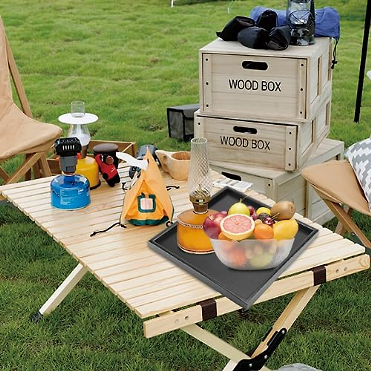 Wood Tea Tray, Solid Coffee Serving Trays Black Walnut Snack Platter Non Slip Food Storage Plate Rectangular Table Decor Accessories Wooden Decorative Antique for Home Restaurants Kitchen