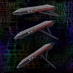 ENHANCE Cryogen Gaming Laptop Cooling Pad - Fits 17 in. Computer, PS4 - Adjustable Laptop Cooling Stand with 5 Quiet Cooler Fans, 2 USB Ports and LED Lighting - Slim Portable Design 2500 RPM (Red)