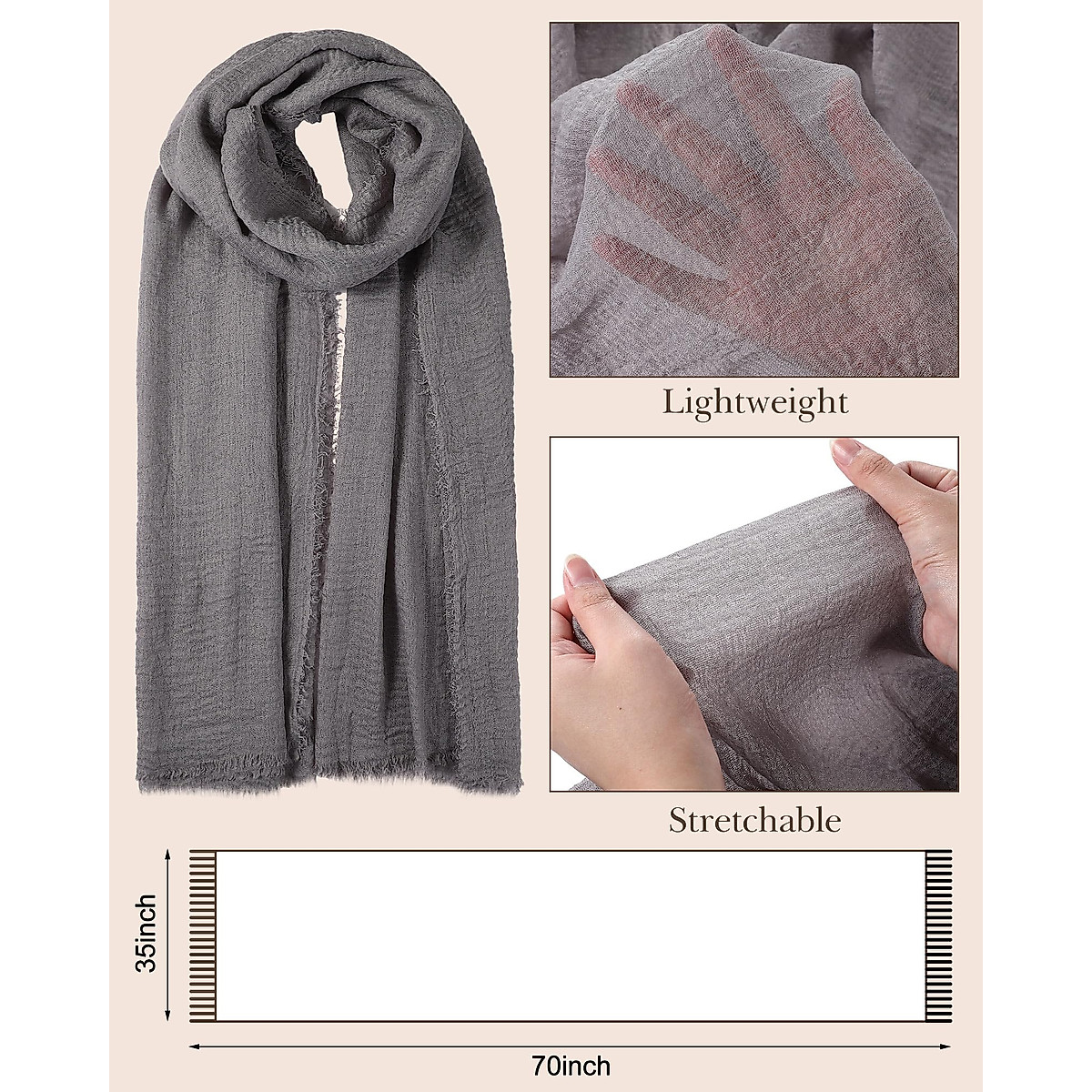 ramede 24 Pcs Women Hijab Scarfs Soft Scarf Shawl Lightweight Long Wraps for Whole Season, 24 Colors