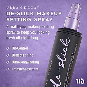 Urban Decay De-Slick Oil Control Matte Makeup Setting Spray - Travel Size - Controls Oil, Blocks Shine & Locks Makeup in Place - Oil-Free, Microfine Face Mist - 1.0 fl. oz