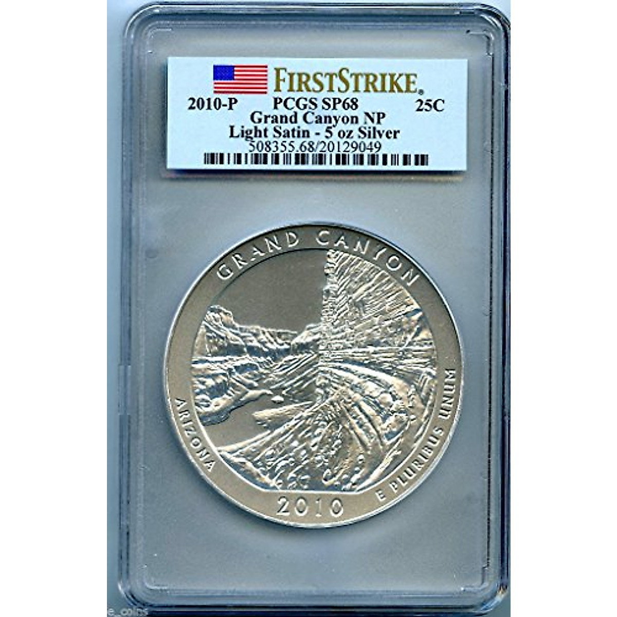 2010 US MINT P Grand Canyon 5 OUNCES ATB PCGS SP68 LIGHT SATIN Quarter SP68 PCGS