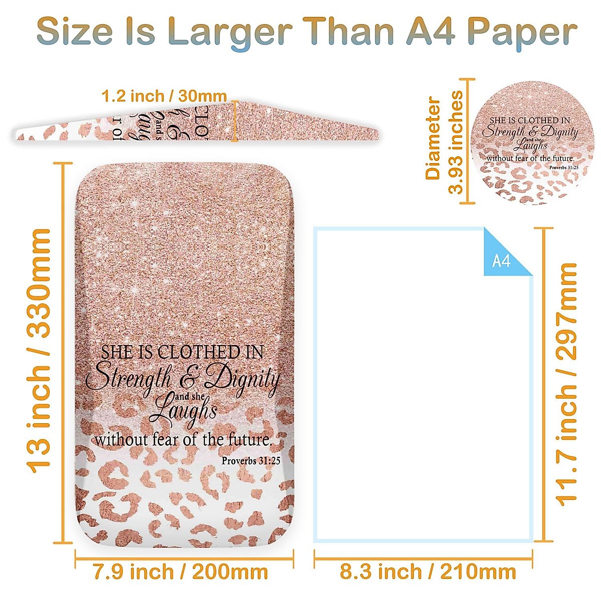 Ergonomic Mouse Pad Wrist Support, Memory Foam Gel Mouse Pad, Pain Relief and Non-Slip PU Base, Office PC Computer Wireless Mouse and Desk Wrist Pad, Leopard Star Proverbs 31:25