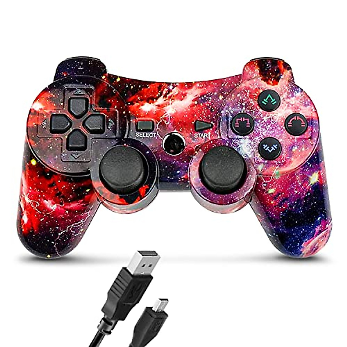 CHENGDAO Wireless Controller Compatible with Playstation 3 with High Performance Motion Sense Double Vibration and Charging Cable