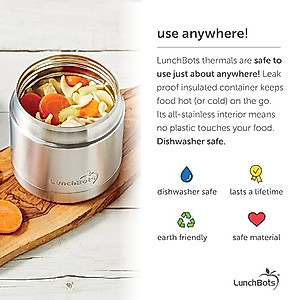 LunchBots 16oz Thermos Stainless Steel Wide Mouth - Insulated Thermos With Vented Lid - Keeps Food Hot or Cold for Hours - Leak-Proof Portable Thermal Food Jar is Ideal for Soup - 16 ounce - Aqua